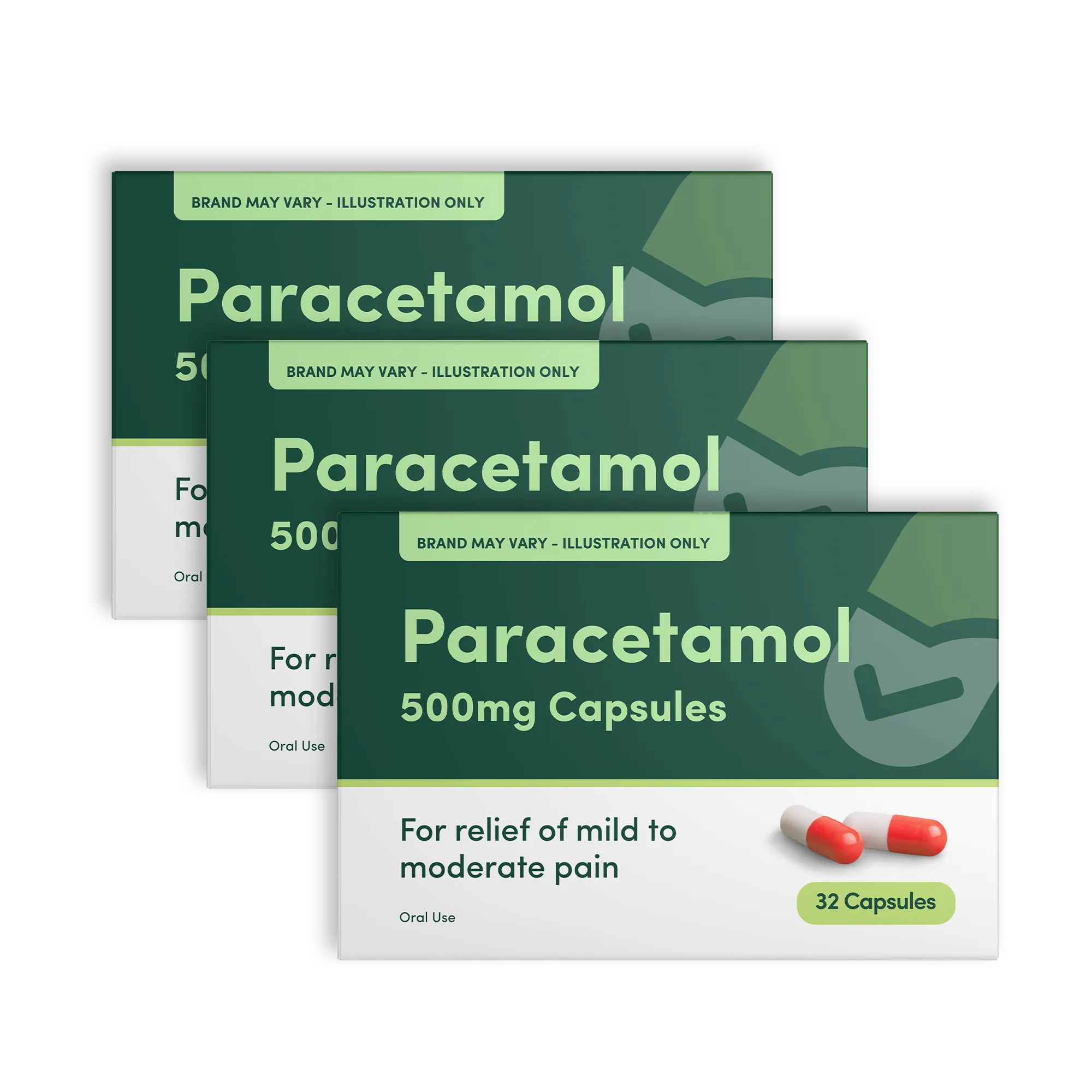 Paracetamol 500mg Capsules – 32 Pack (3-Pack) – EveryDayMeds