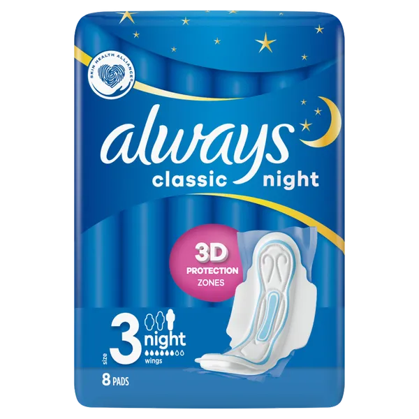 Always Classic Night Size 3 Pads – 8 Pack – EveryDayMeds